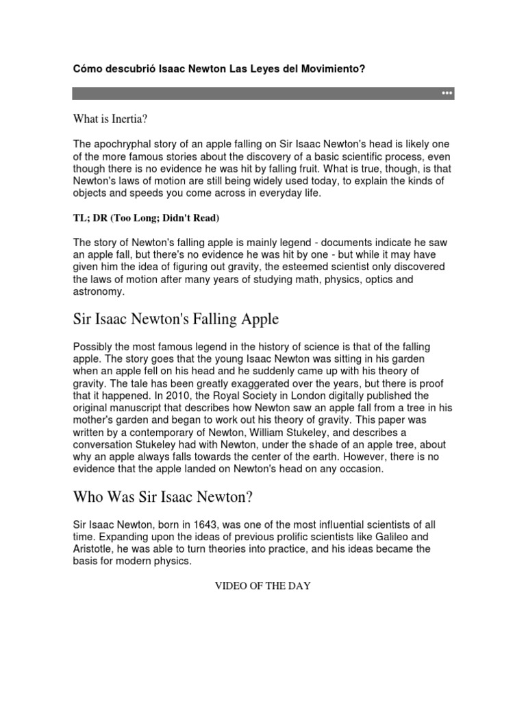 How Did Isaac Newton Discover The Laws of Motion | PDF | Inertia | Force