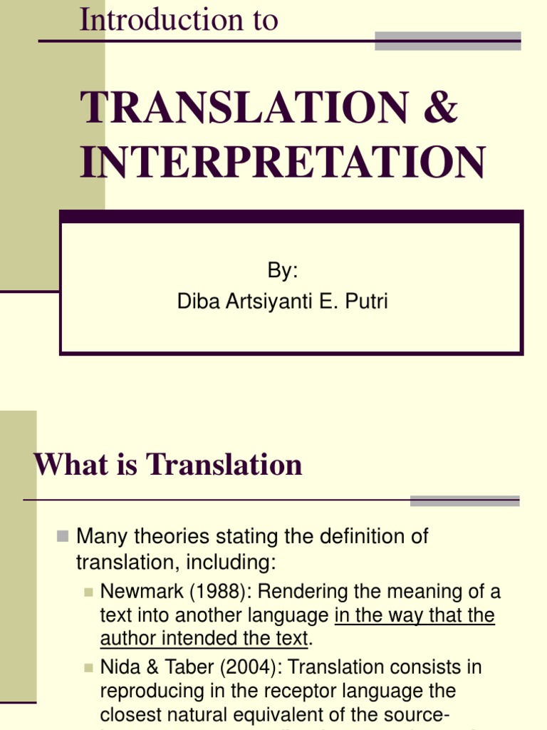 Introduction To Translation & Interpretation | PDF | Language ...