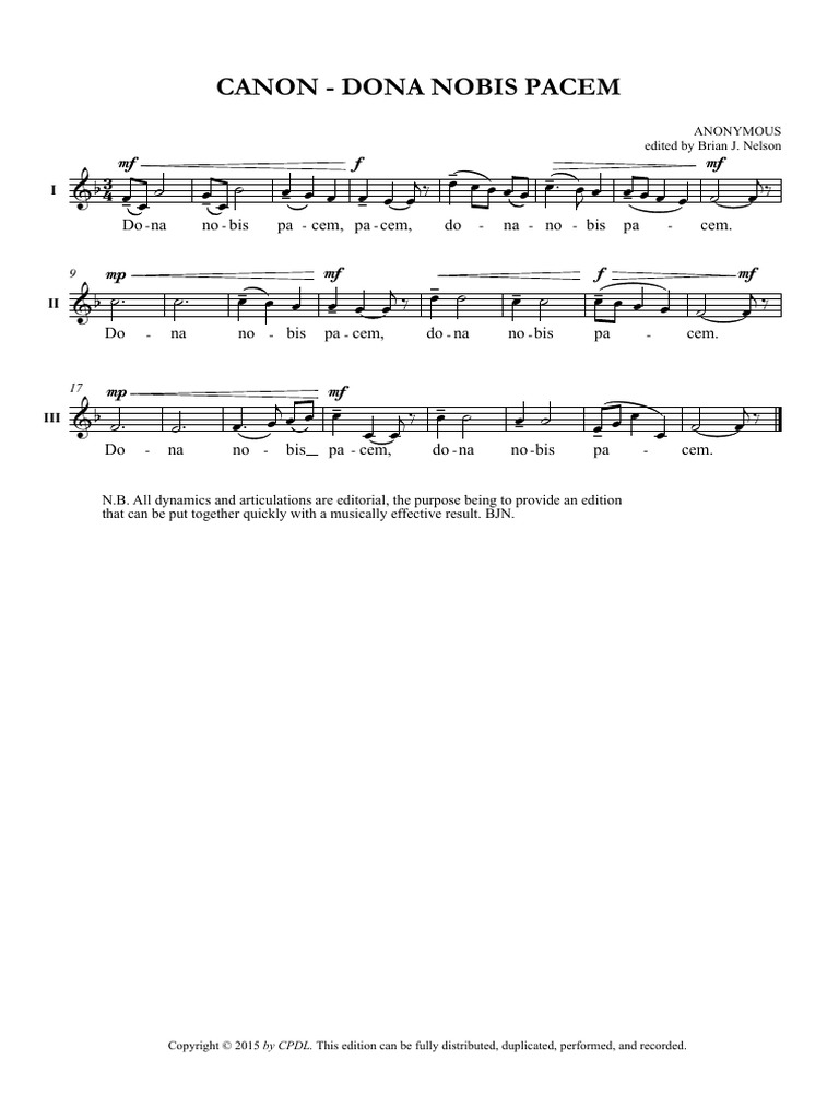 Dona Nobis Pacem Choir Canon PDF | PDF