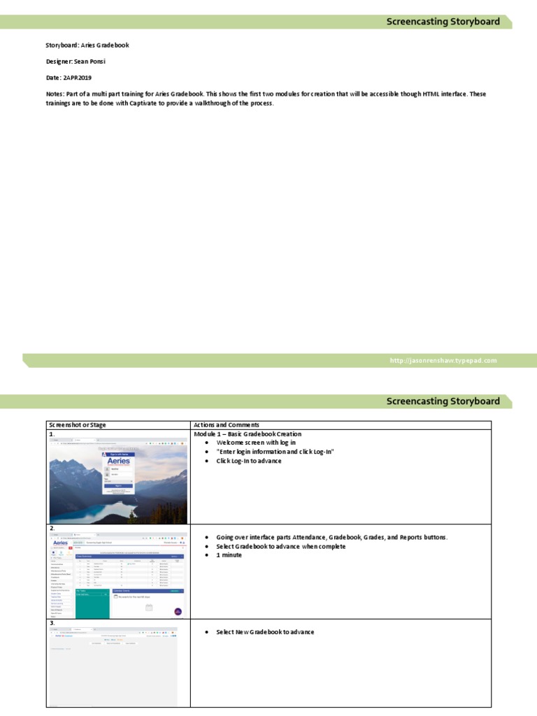Screencasting-Storyboard-Template-B 3 | PDF | Screenshot | System Software