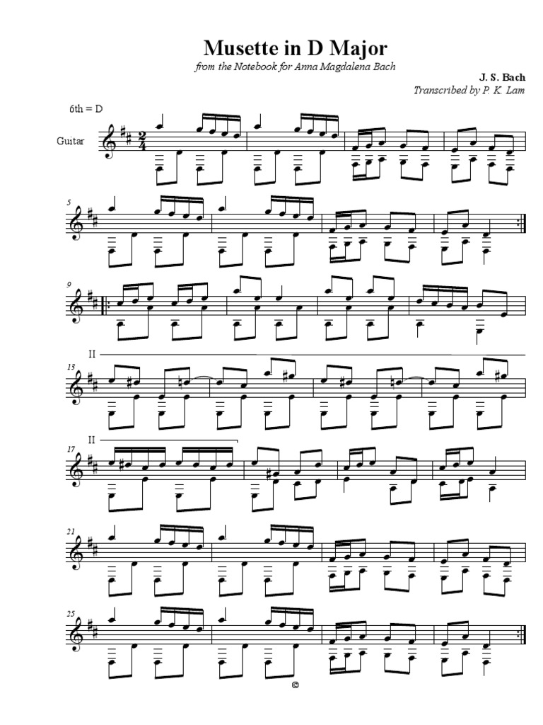 Bach - Musette in D Major | PDF