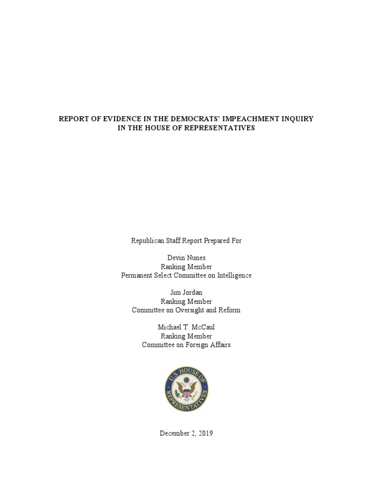 2019-12-02 Report of Evidence in The Democrats' Impeachment Inquiry in ...