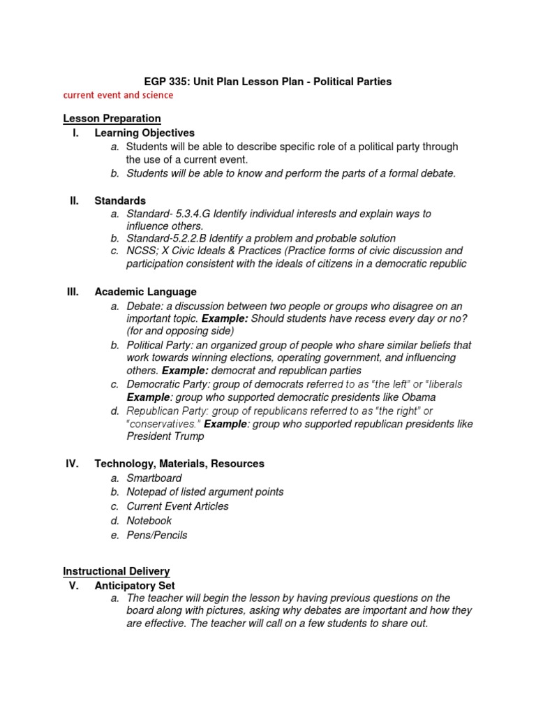 EGP335 Lesson Plan 2 Debate | PDF | Lesson Plan | Learning