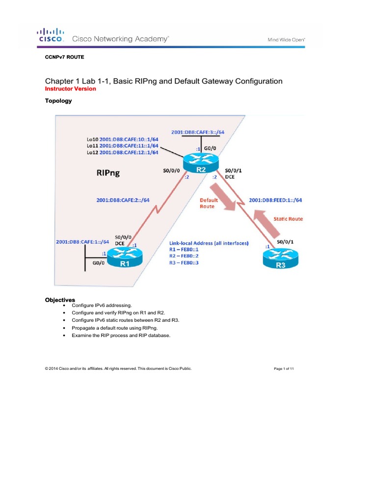 CCNPv7 ROUTE Lab1-1 RIPng Instructor - I Pv6 - Router (Computing) | Download Free PDF | Router ...