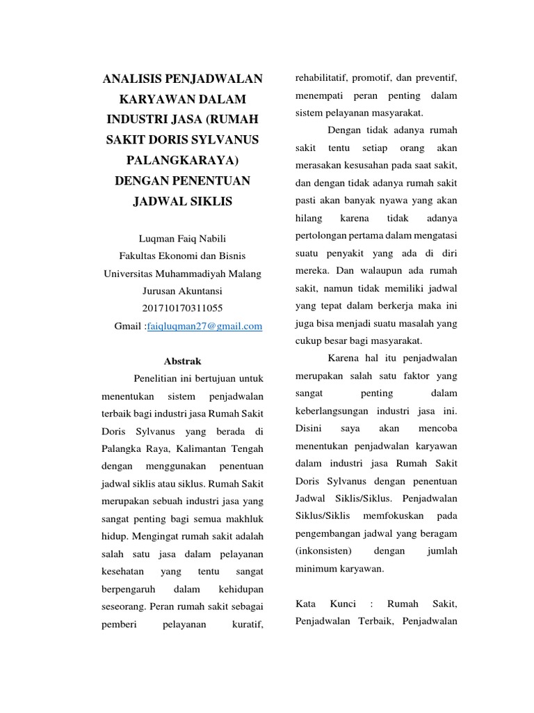 Analisis Penjadwalan Karyawan Dalam Industri Jasa | PDF