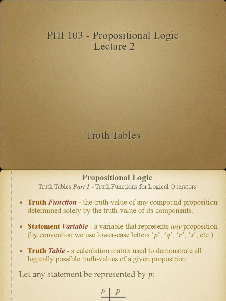 Truth Tables | PDF | Argument | Logical Truth