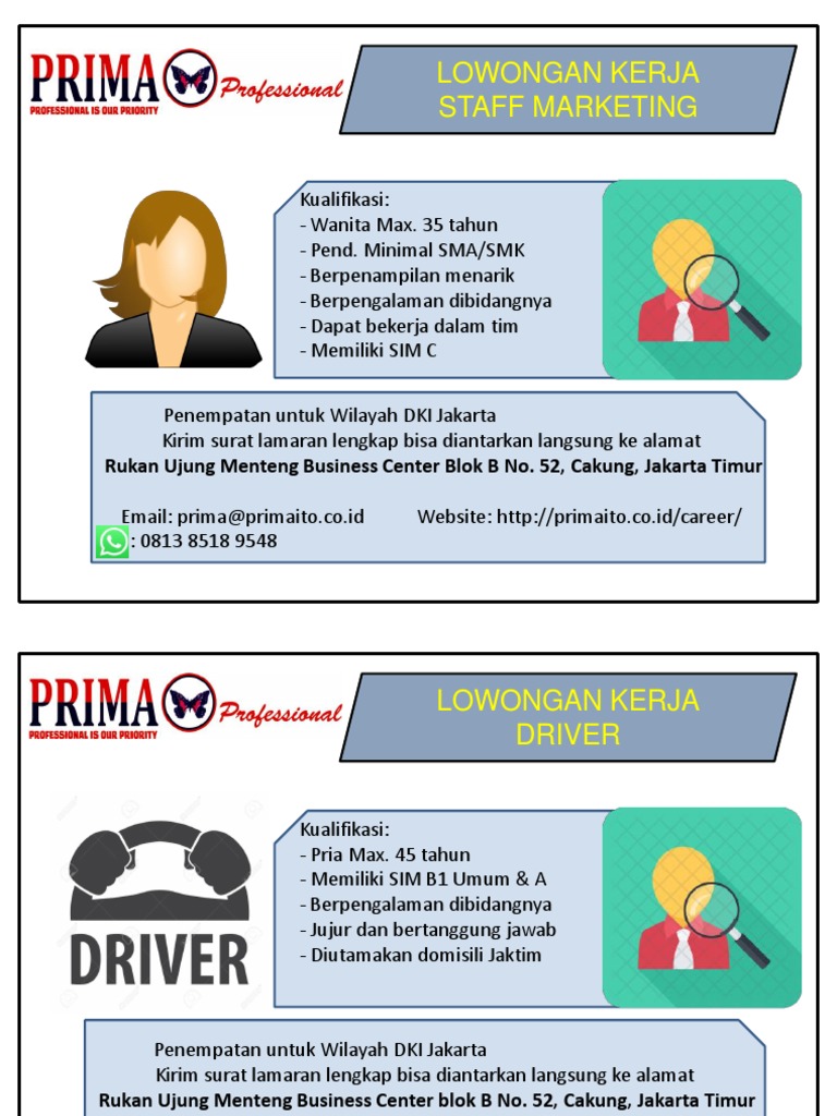 Contoh Pembuatan Lowongan Kerja Driver Dan Marketing | PDF