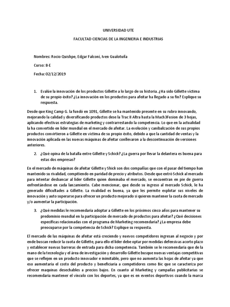 Rivalidad Gillette vs Schick en Afeitado | PDF | Afeitado | Marketing