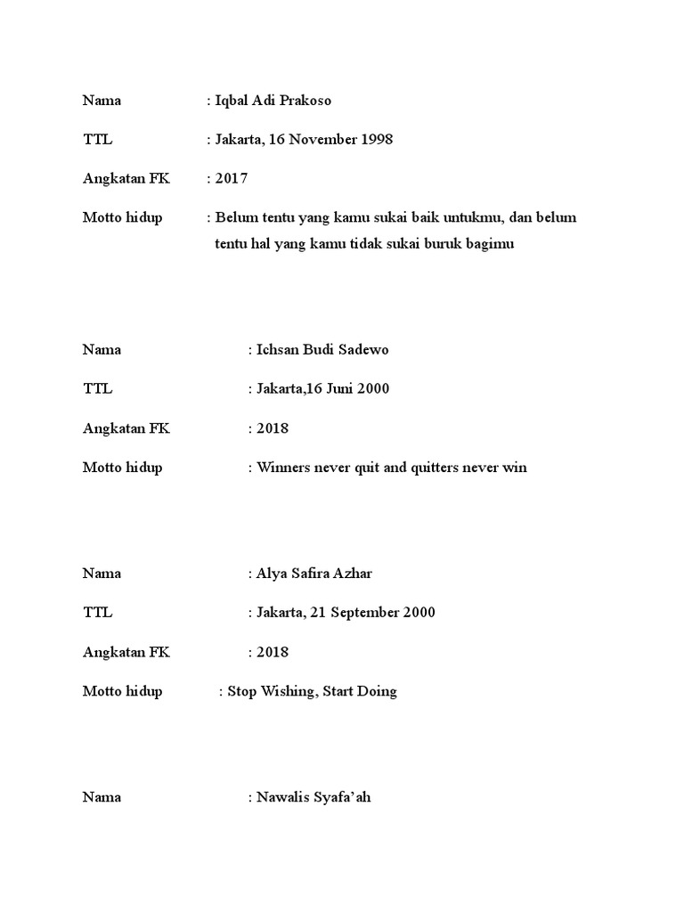 Buku Biodata Biodata | PDF