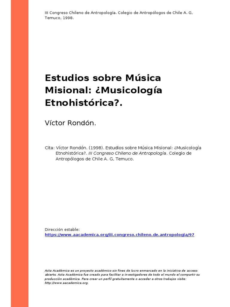 Victor Rondon. (1998) - Estudios Sobre Musica Misional Musicologia ...