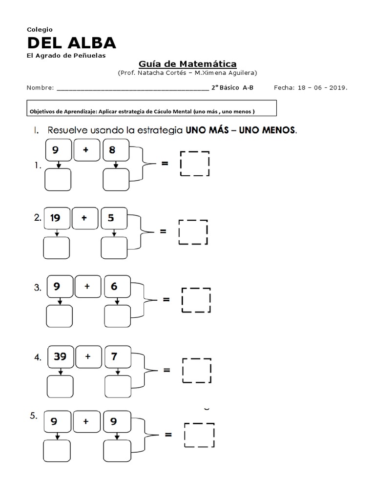 Guia de Mat Estrategia Uno Mas Uno Menos | PDF