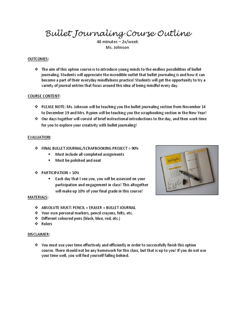 Bullet Journaling Course Outline | PDF | Career & Growth | Home & Garden