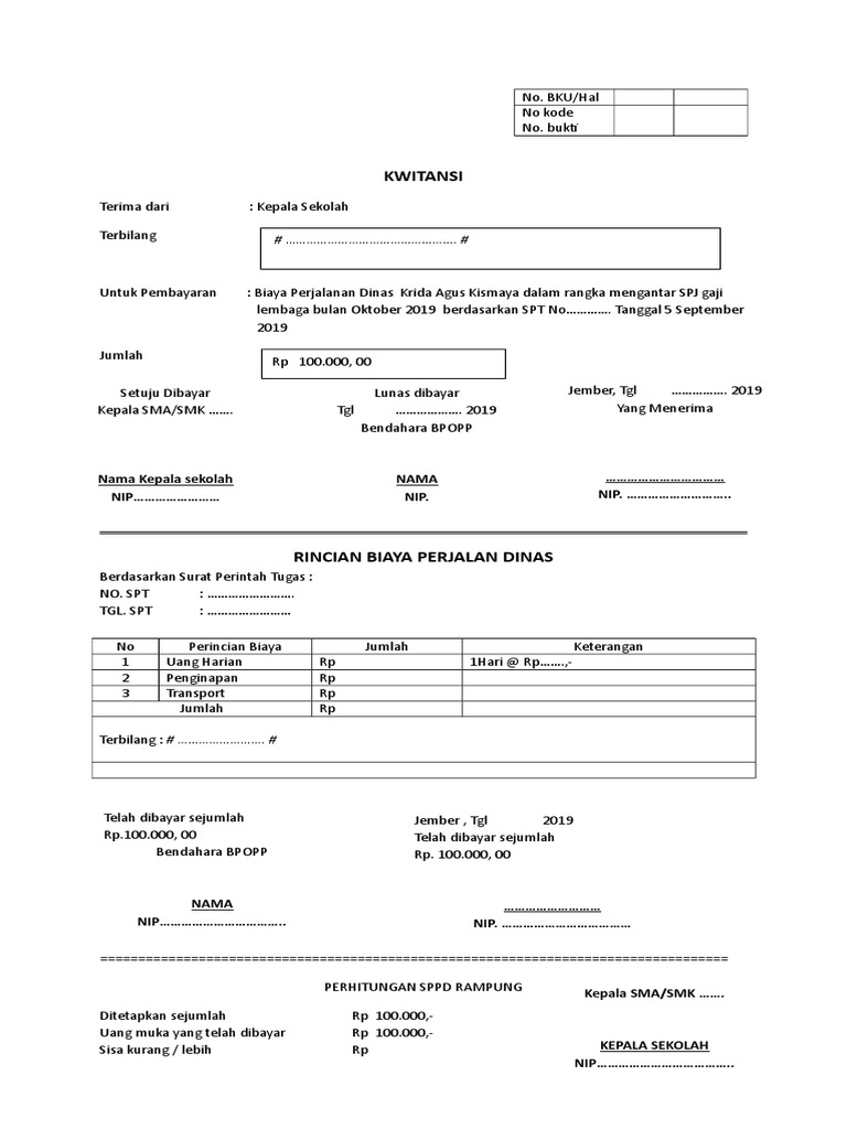 Materi SPJ Swasta/Kwitansi Perjalanan Dinas | PDF
