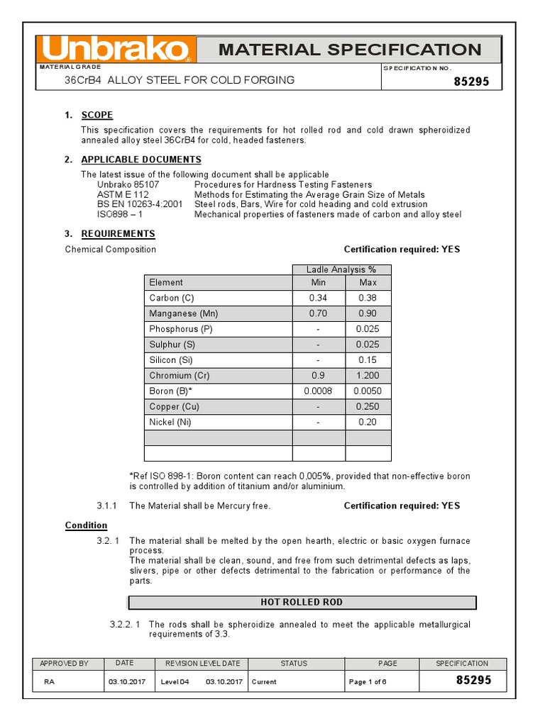 36CrB4 Rod - Wire Rev4 PDF | PDF | Annealing (Metallurgy) | Steel