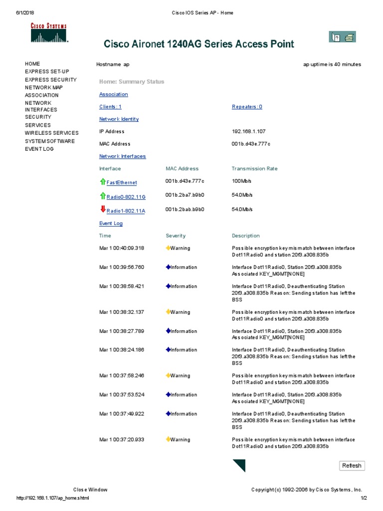 Cisco IOS Series AP - Home | PDF | Cisco Systems | Computer Network