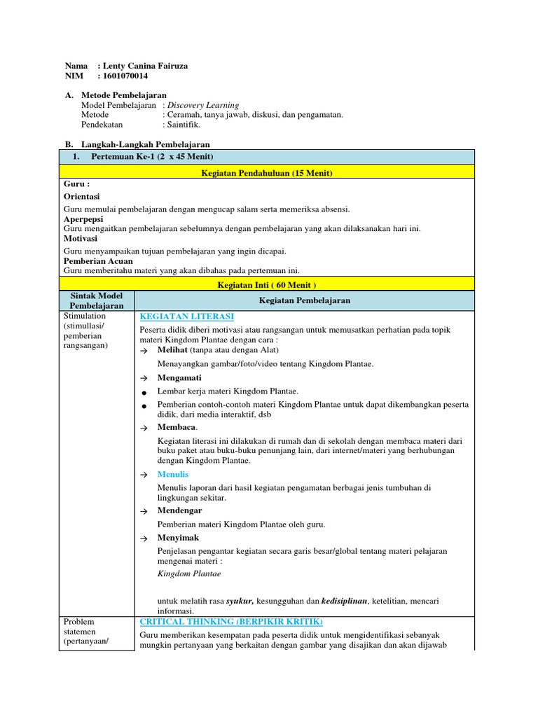 Langkah Langkah Pembelajaran Discovery Learning | PDF