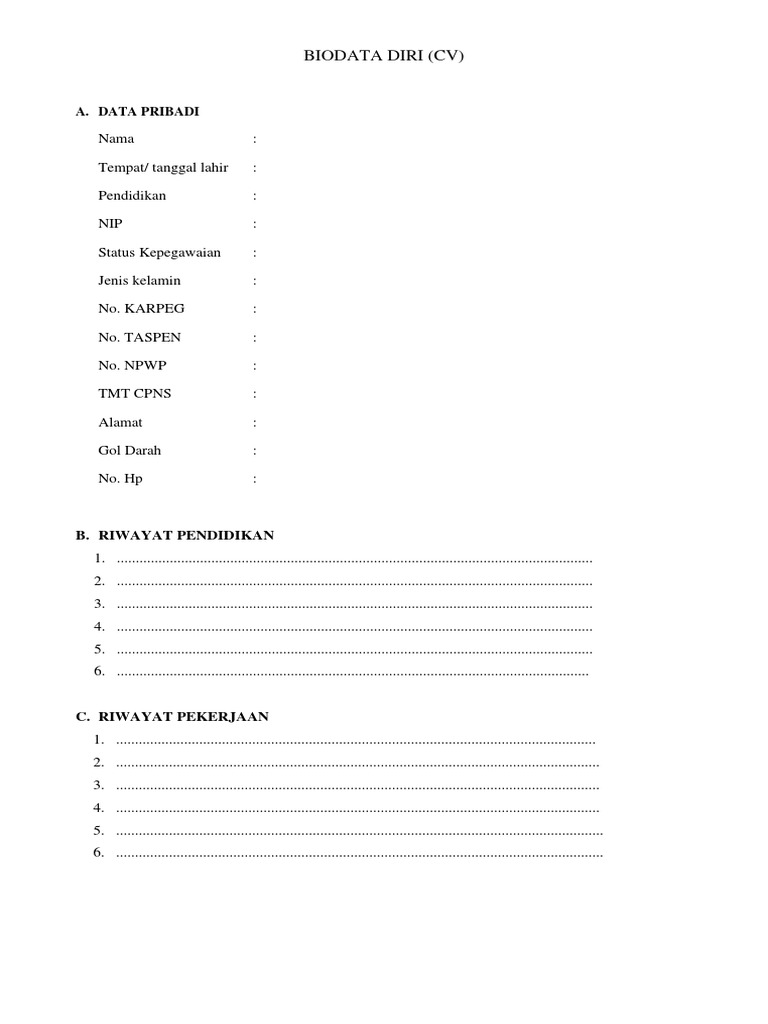 Contoh Biodata Diri | PDF