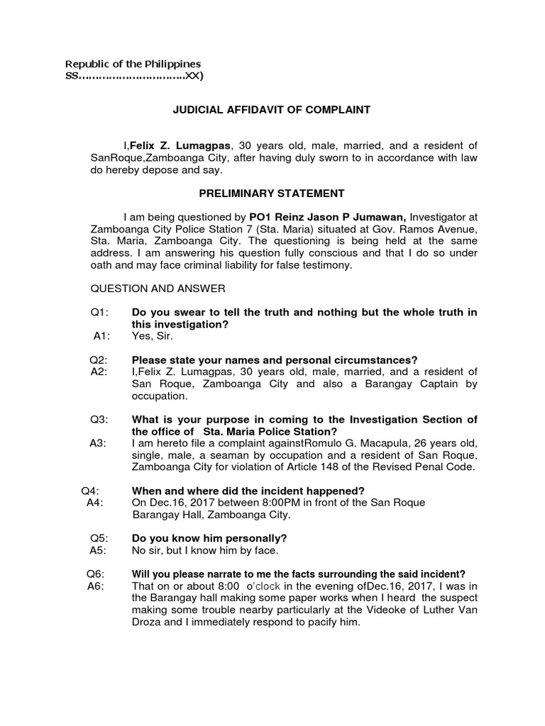 Affidavit of Complaint | PDF | Affidavit | Evidence