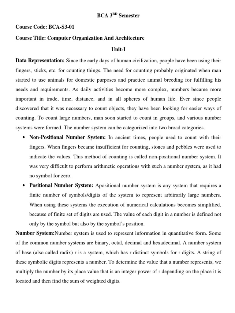 Computer Architecture and Organization Unit1 &,2. | PDF | Error Detection And Correction ...