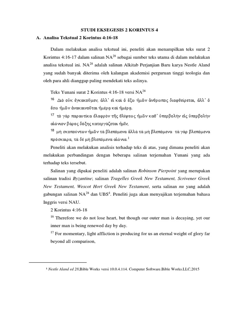 Eksposisi 2 Korintus 4:16-18 | PDF | Seni & Disiplin Bahasa | Kajian Bahasa Asing