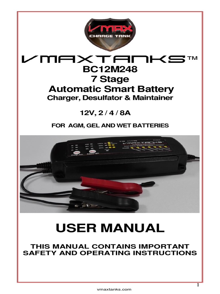 Vmaxtanks BC12M248 AGM Smart Charger | PDF | Battery Charger ...