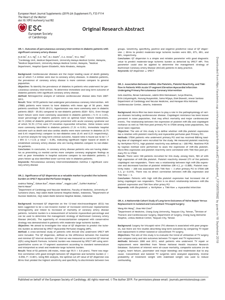 Original Research Abstract AFCC ASMIHA 2019 | PDF | Cardiology | Diastole