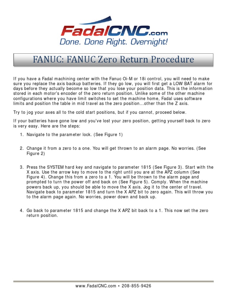 FANUC Zero Return Procedure PDF | PDF | Areas Of Computer Science ...