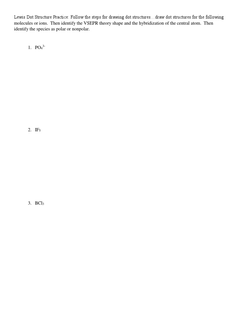 Lewis Dot Structure Practice | PDF
