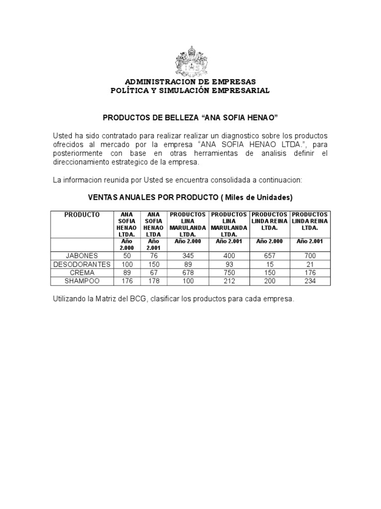 Matriz Portafolio de Productos BCG | PDF | Negocios | Finanzas y dinero