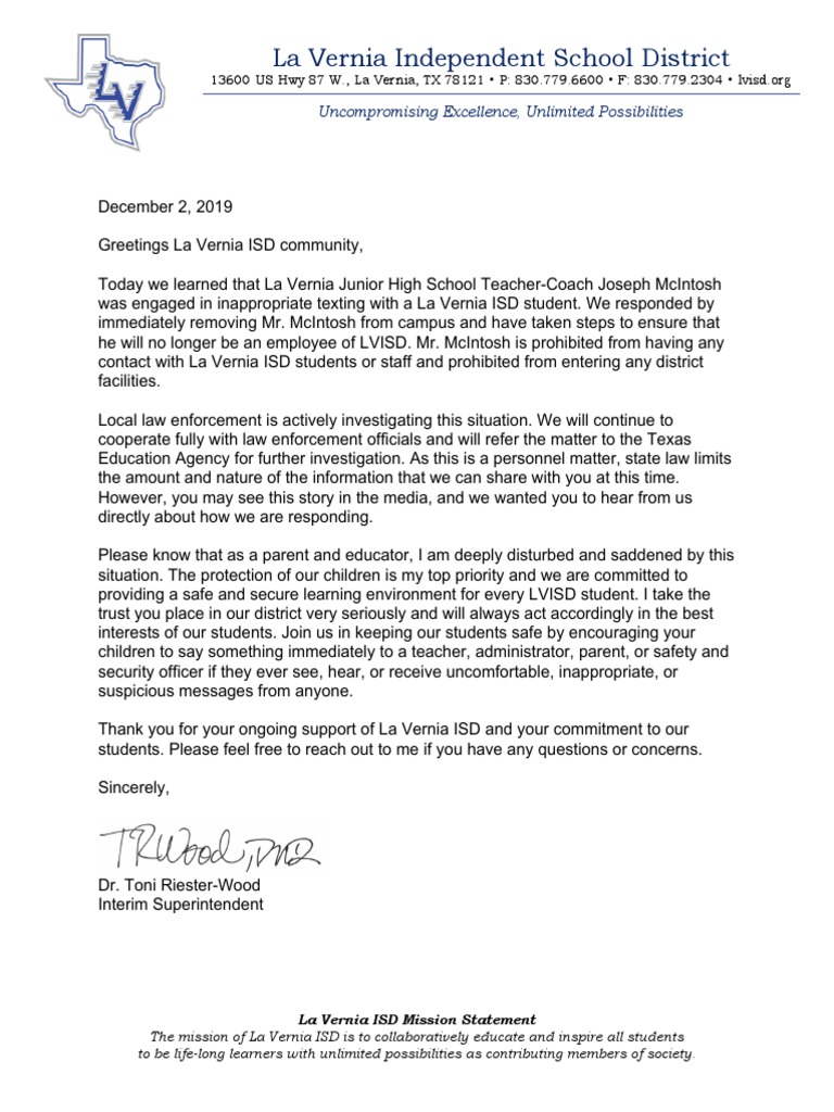 LVISD Letter To Parents | PDF