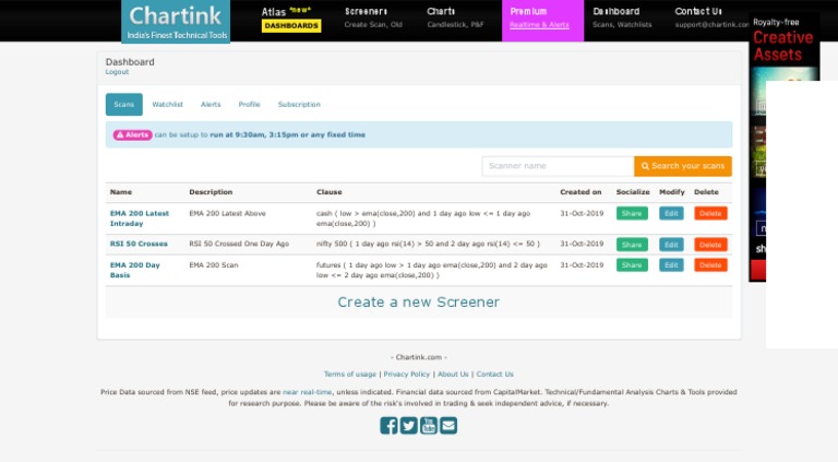 Chartink Scanner - Screener NSE BSE Stocks | PDF