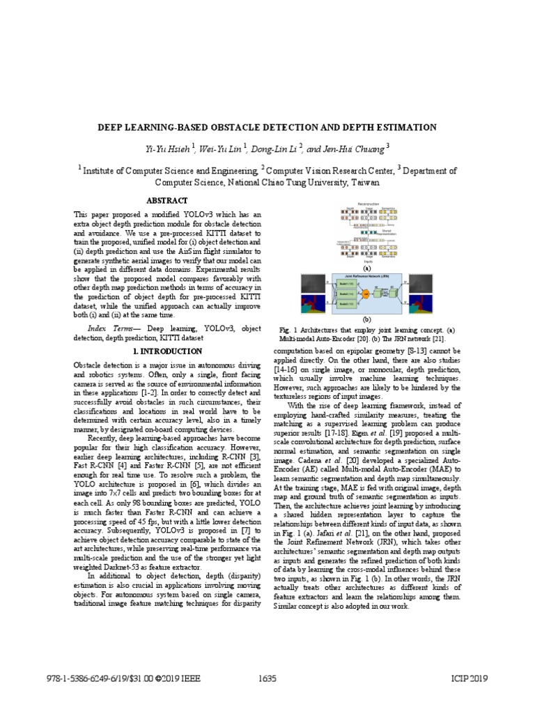 Deep Learning Based Obstacles Detection and Depth Estimation | PDF ...