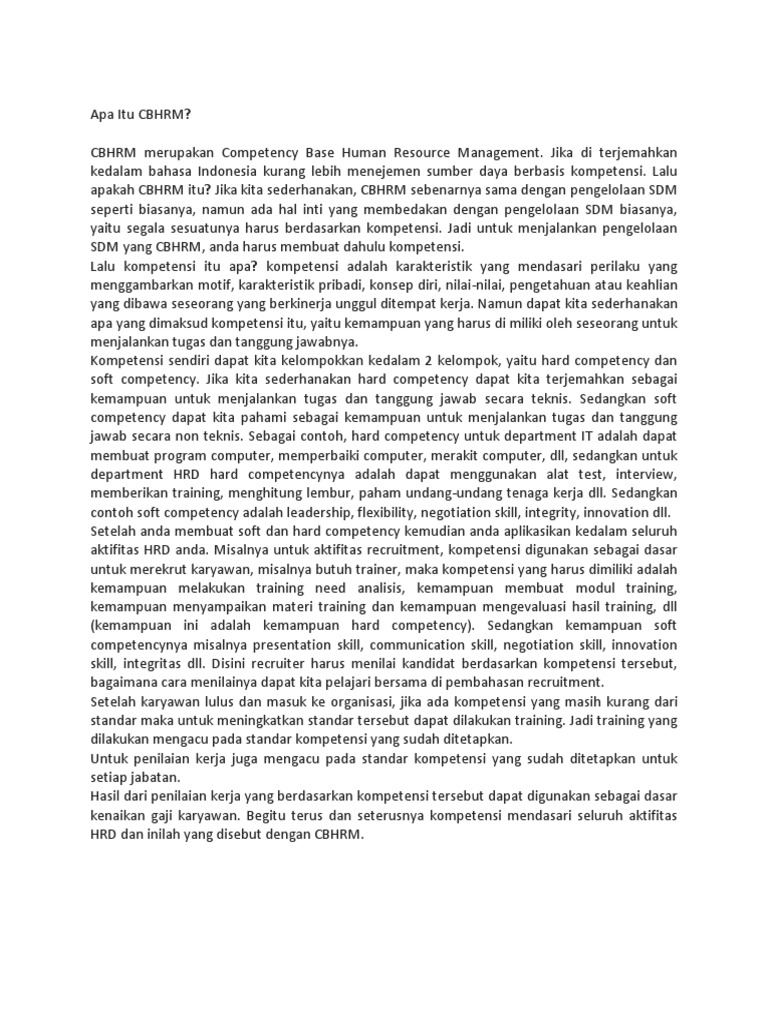 Apa Itu CBHRM | PDF
