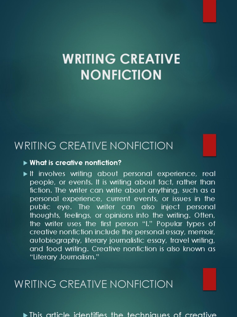 Writing Creative Nonfiction | PDF | Creative Nonfiction | Narration