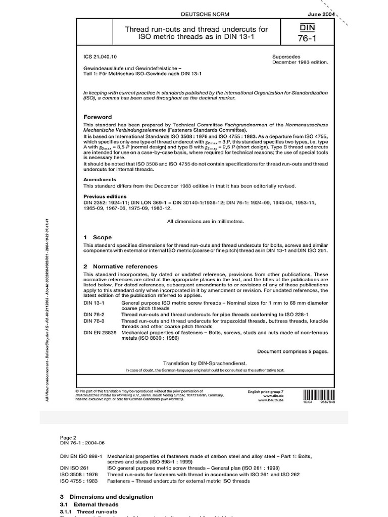 Din 76-1 | PDF