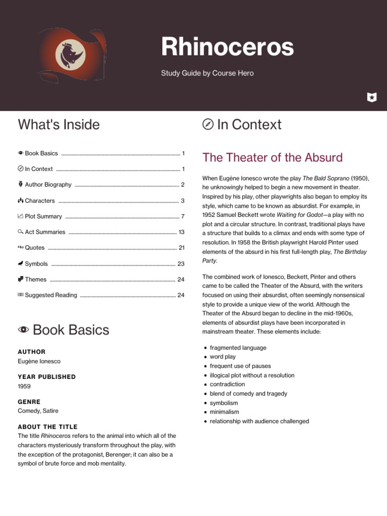 Rhinoceros | PDF | Young Adult