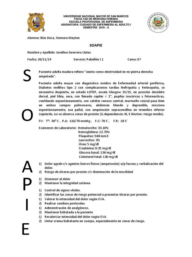 Ejemplo de SOAPIE en Dolor Agudo | PDF | Dolor | Medicina CLINICA