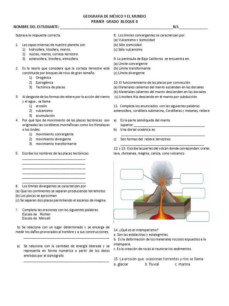 Geografia Examen B-2 | PDF | Placas tectónicas | Ambiente natural global