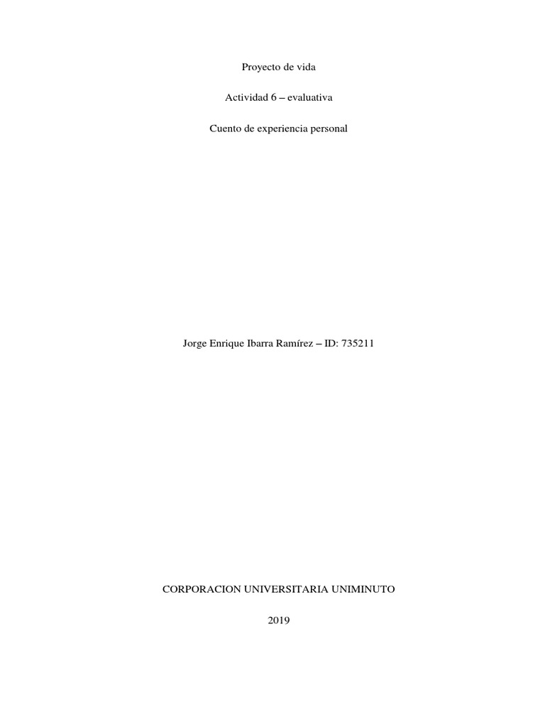 Proyecto de Vida Experiencia Personal | PDF | Autosuperación | Estilo de vida