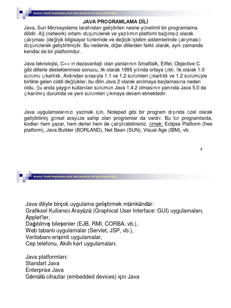 Java Sunumum 1 Pdf