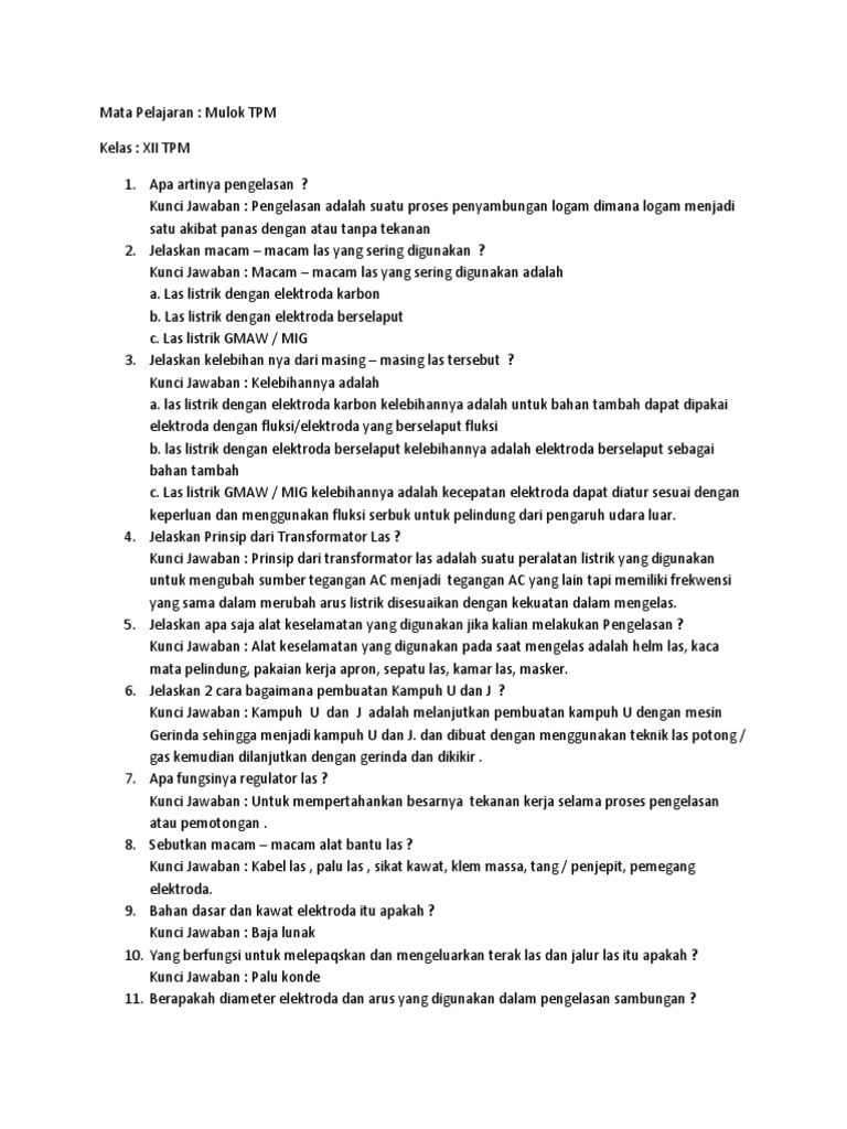 Mata Pelajaran Mulok XII TPM | PDF
