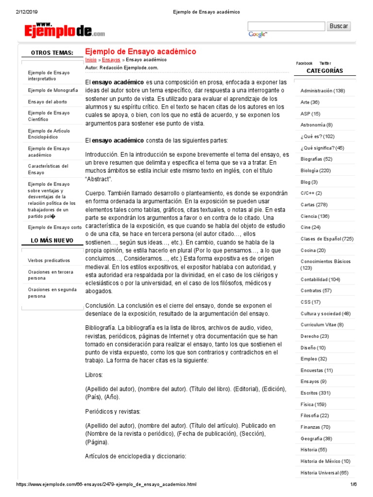 Ejemplo de Ensayo Académico | PDF | Ensayos | Science