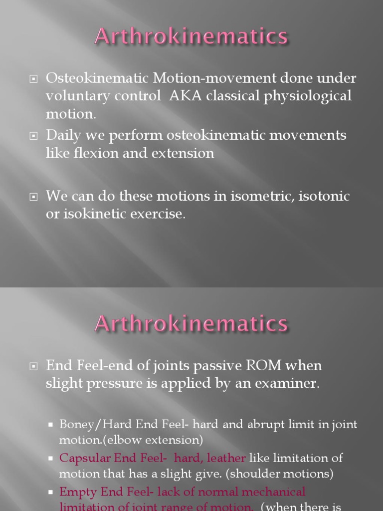 CH 4 Arthrokinematics | PDF | Anatomical Terms Of Motion | Joint
