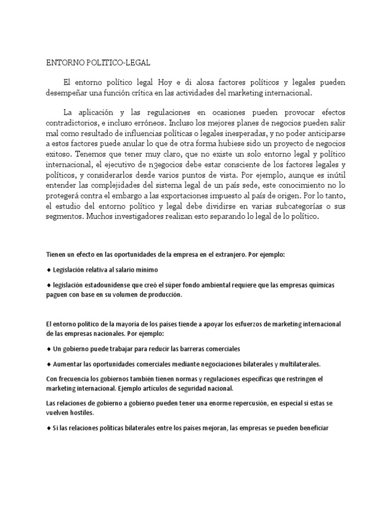 Entorno Politico Legal | PDF