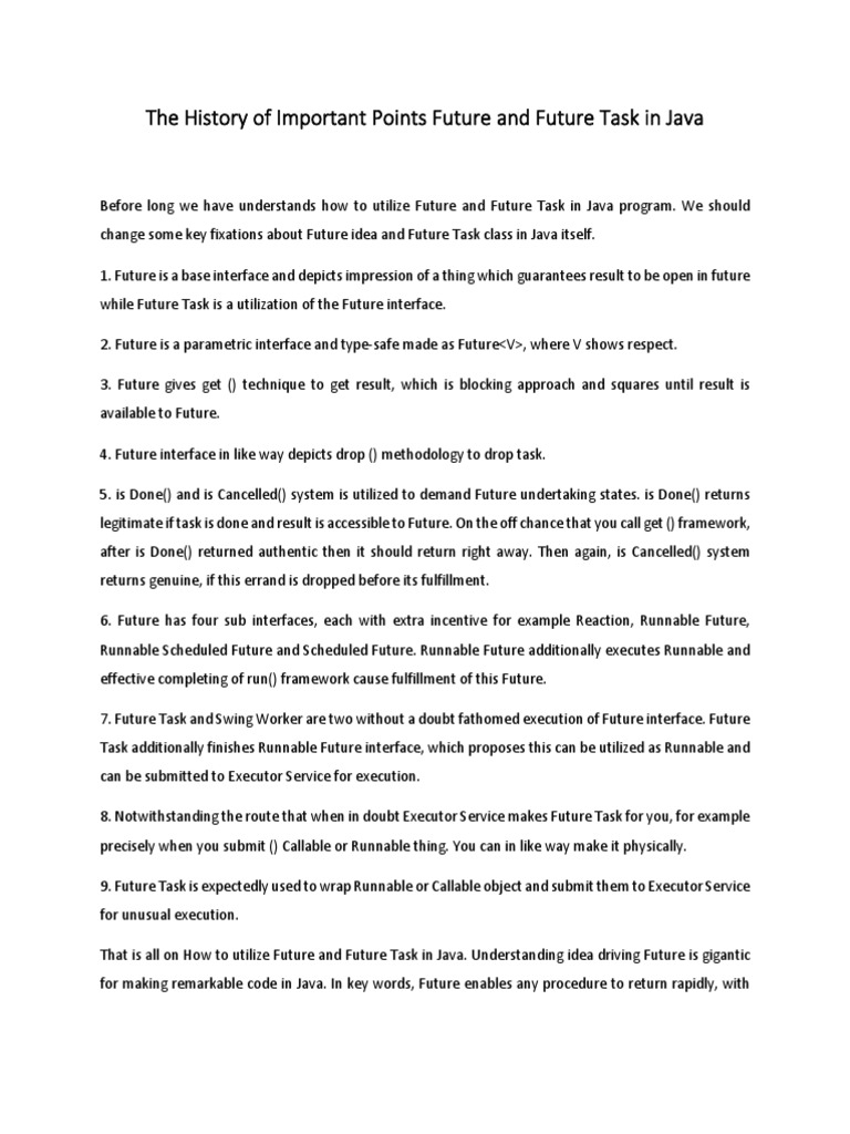 The History of Important Points Future and Future Task in Java1 | PDF ...