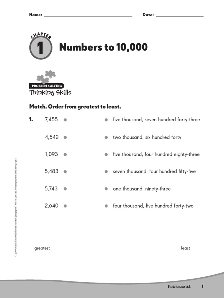 Chapter 1 Enrichment 3A Math in Focus | PDF | Teaching Mathematics