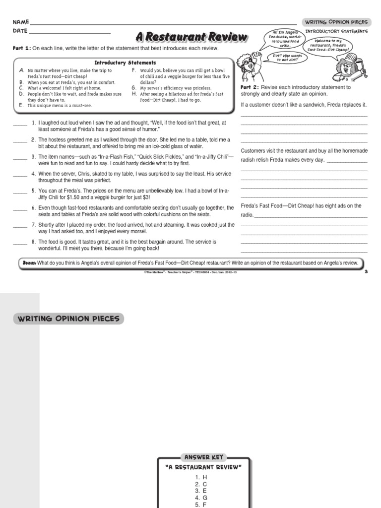 Restaurant Review Exercise | PDF | Restaurants | Hamburgers