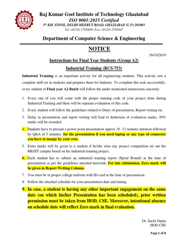 Notice Industrial Training | PDF | Engineering | Design