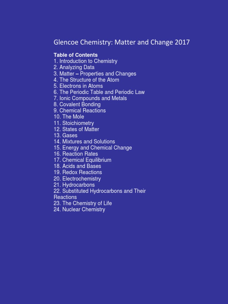 Glencoe Chemistry 2017 TOC1 PDF | PDF