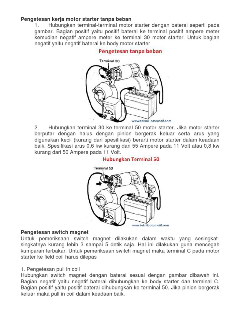 Pengetesan Kerja Motor Starter Tanpa Beban | PDF | Griya & Taman